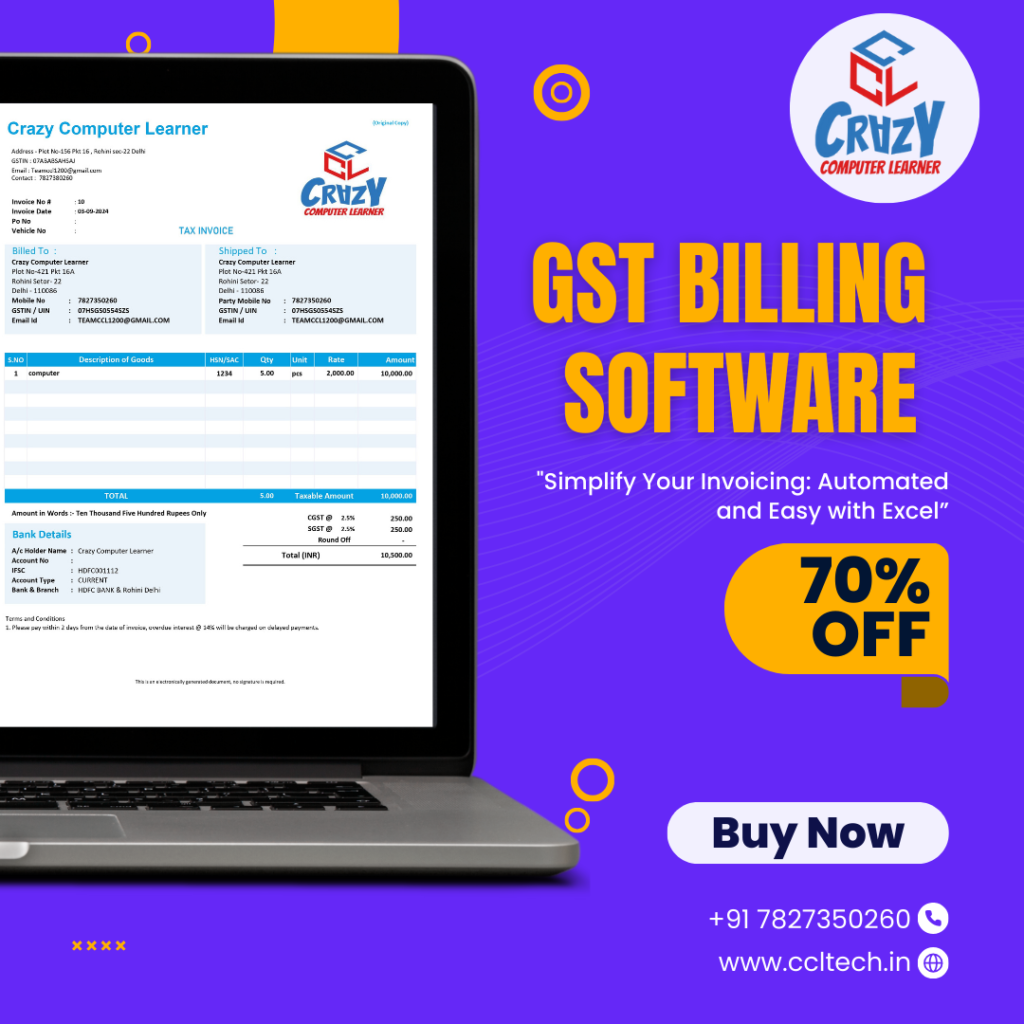 Fully Automatic GST Billing Software in Excel V.0.2 – CCL TECH
